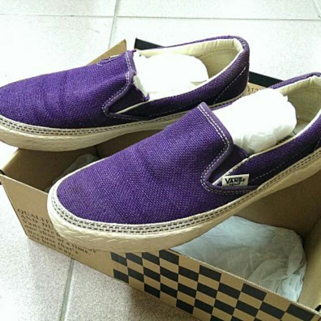 VANS 懶人鞋 日版 限量紫色麻布材質 Us7, 她的時尚, 鞋類, 運動鞋、球鞋在旋轉拍賣