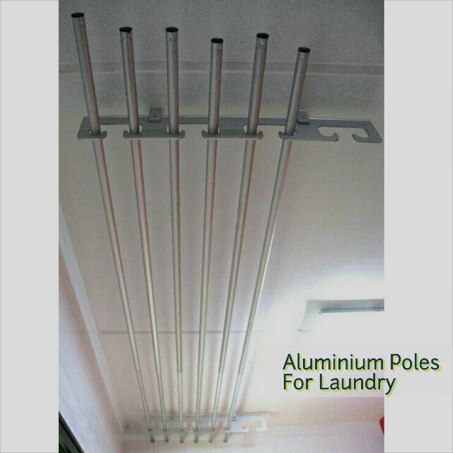 ALUMINIUM EXTENSION LAUNDRY BAMBOO POLE, Furniture & Home Living, Home ...