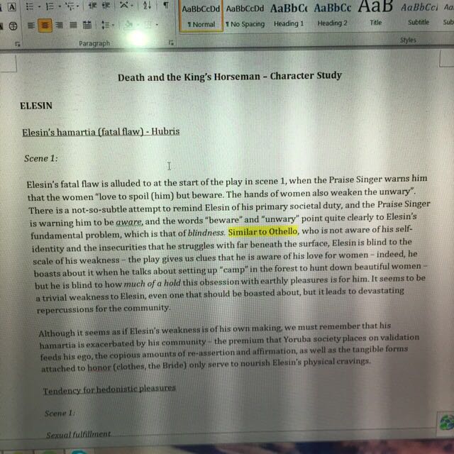 H2 Literature Death And The Kings Horseman Notes, Hobbies & Toys, Books ...