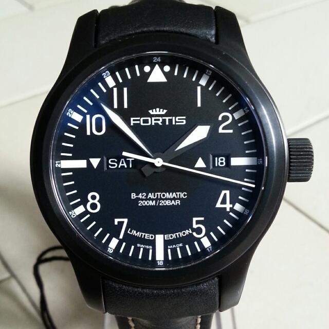 Fortis B-42 Flieger Black Day/Date Automatic Watch Limited Edition ...