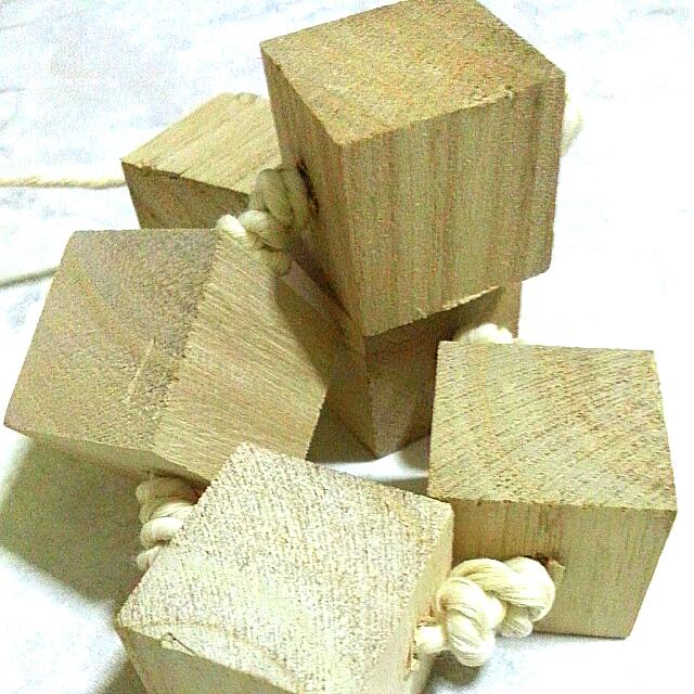 Bird Toy non-toxic Wood Cubes Cube Hanging Rope Handmade Hand Made Diy ...