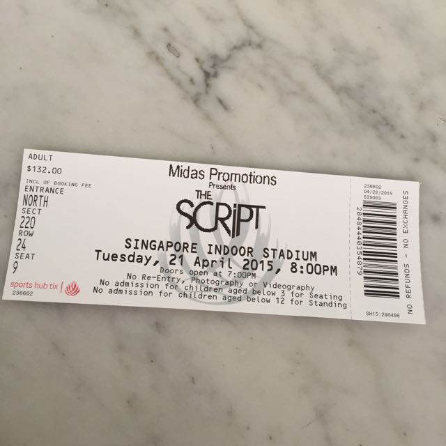 The Script Ticket, Tickets & Vouchers, Event Tickets on Carousell