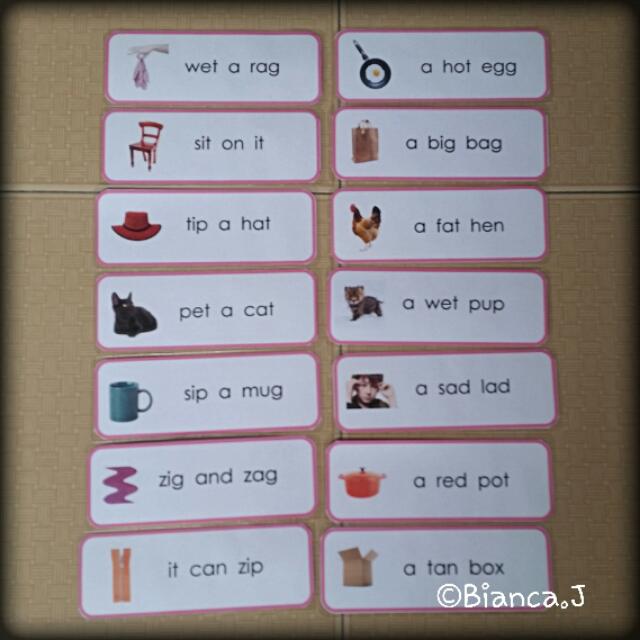 Montessori Pink Phrase Strips, Hobbies & Toys, Books & Magazines ...