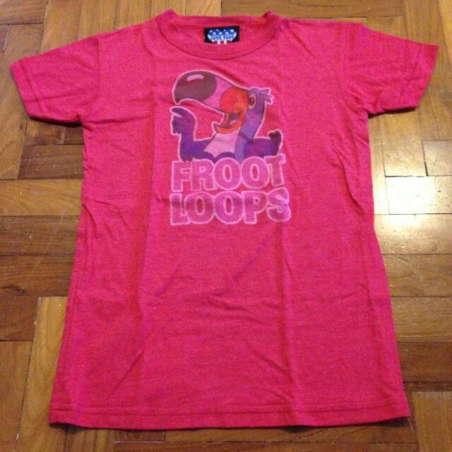 Authentic Junk food Red Froot Loops Bird Tee, Women's Fashion, Tops ...