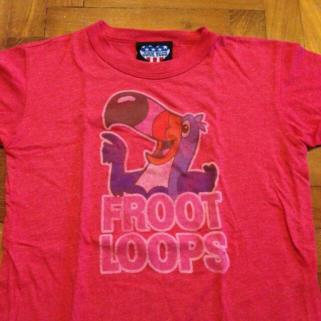Authentic Junk food Red Froot Loops Bird Tee, Women's Fashion, Tops ...
