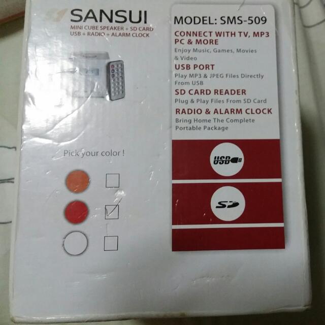 SANSUI Mini Cube Speaker / Alarm Clock / Radio, Furniture & Home Living ...