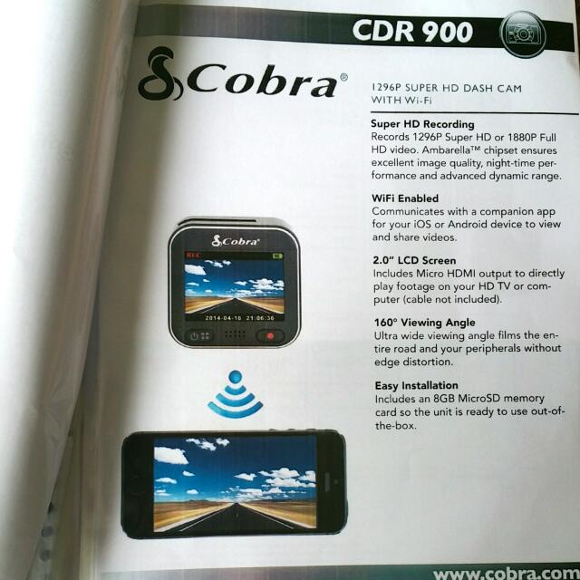 Cobra CDR 900 Dash Cam, Luxury, Accessories on Carousell