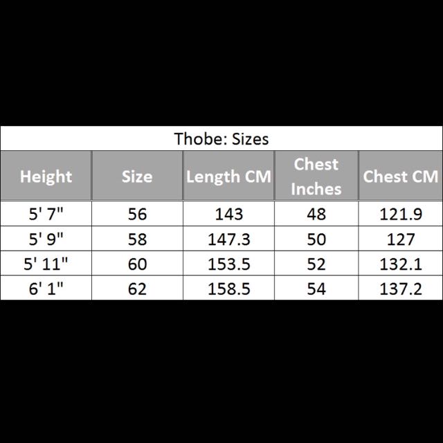 Standard Size Measurements for Thobes w Sizing by Numbers, Men's ...