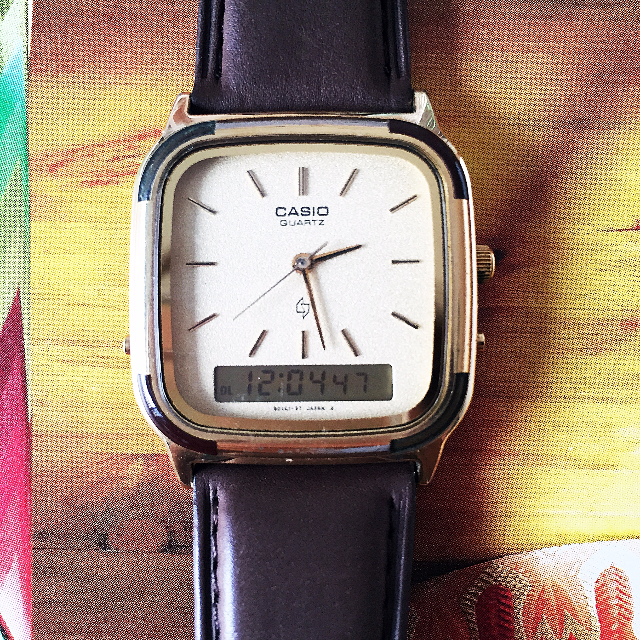 1980s Vintage Retro CASIO Analog Digital AQ-510G watch Super Rare Gold ...
