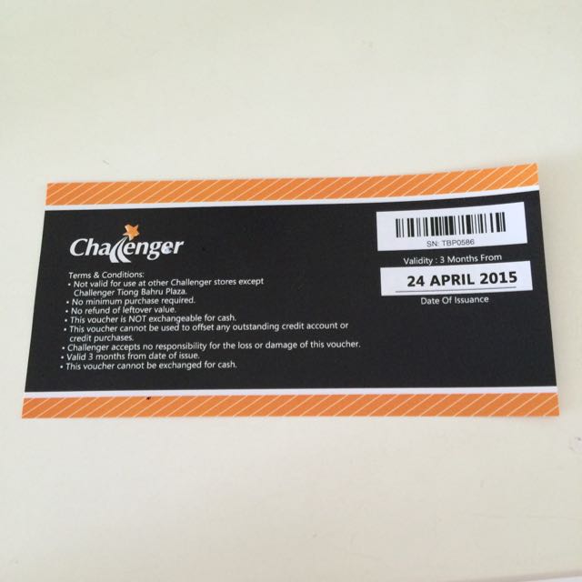 Challenger $10 Voucher, Tickets & Vouchers, Vouchers on Carousell