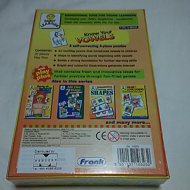 FRANK Know Your Vowels Puzzles, Hobbies & Toys, Toys & Games on Carousell