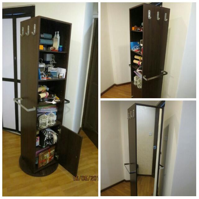 Rotating Shelf With Side Hooks And Mirror, Furniture & Home Living ...