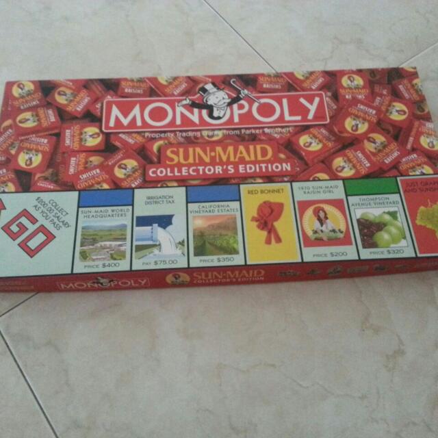 Sun- Maid Collector Edition Monopoly Set., Hobbies & Toys, Toys & Games ...