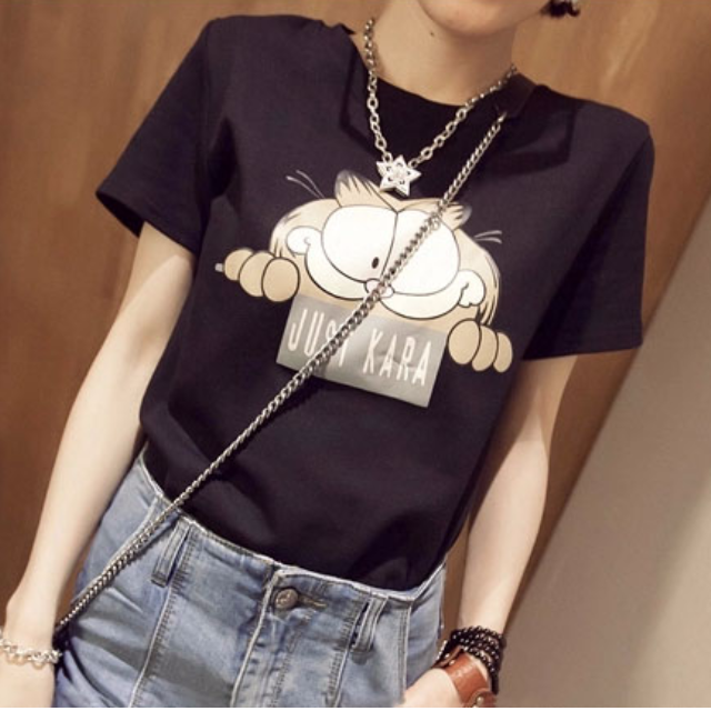 Garfield Round Tee, Women's Fashion, Tops, Shirts on Carousell