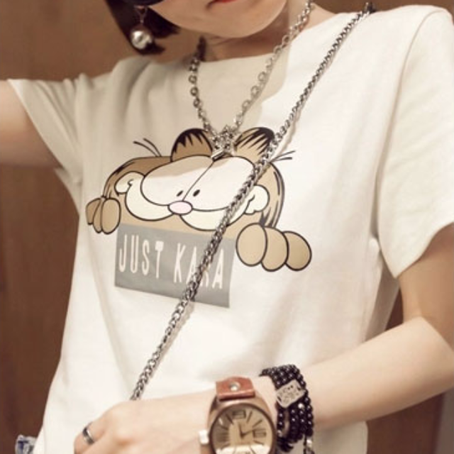 Garfield Round Tee, Women's Fashion, Tops, Shirts on Carousell