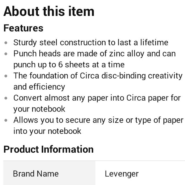 Levenger Circa Punch, Hobbies & Toys, Memorabilia & Collectibles ...