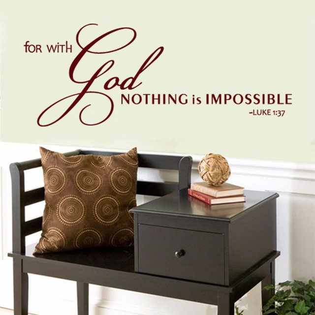 For with God Nothing is Impossible Scripture Quality Vinyl Decal ...