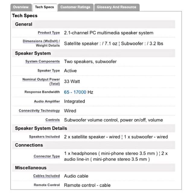 Dell AY410 2.1 Computer Speaker, Computers & Tech, Parts & Accessories ...