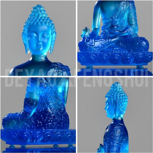 BN Serene Chinese Deity Buddah Liu Li Crystal Glass Figurine Statue ...