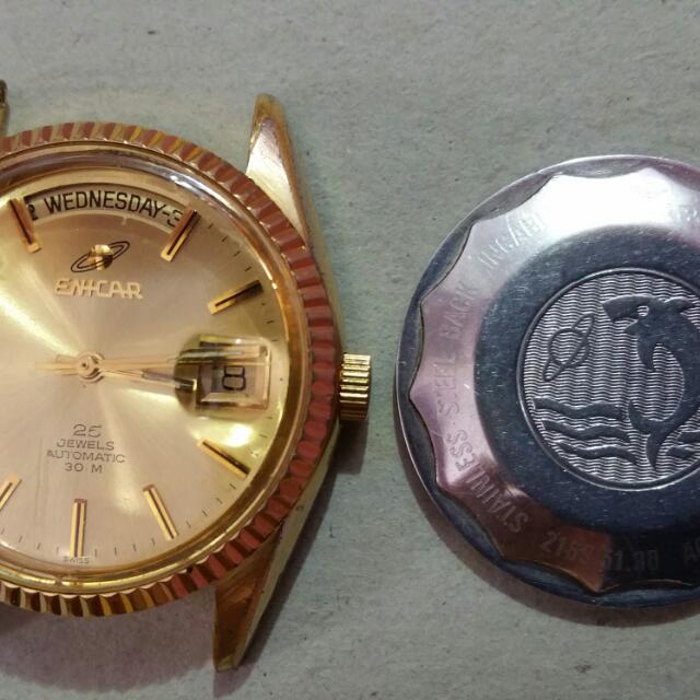 Enicar Automatic Watch Day Date Gold Filled Casing, Women's Fashion ...