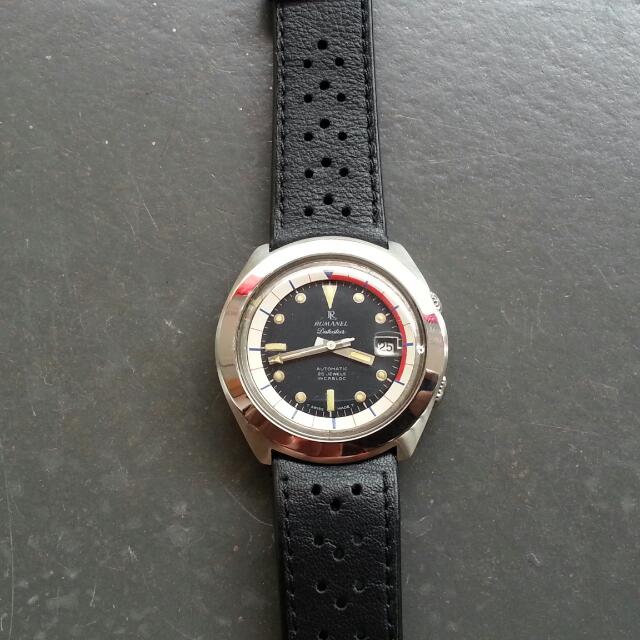 Vintage 70s Swiss Diver ETA Compressor Watch 42mm Rumanel dual Crown ...