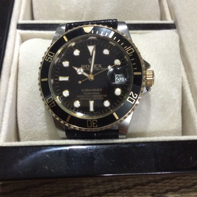 AA Rolex Gold Submariner On Leather Strap, Mobile Phones & Gadgets ...
