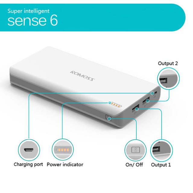 Romoss Sense 6 Portable Charger (20,000mAH), Computers & Tech, Parts ...