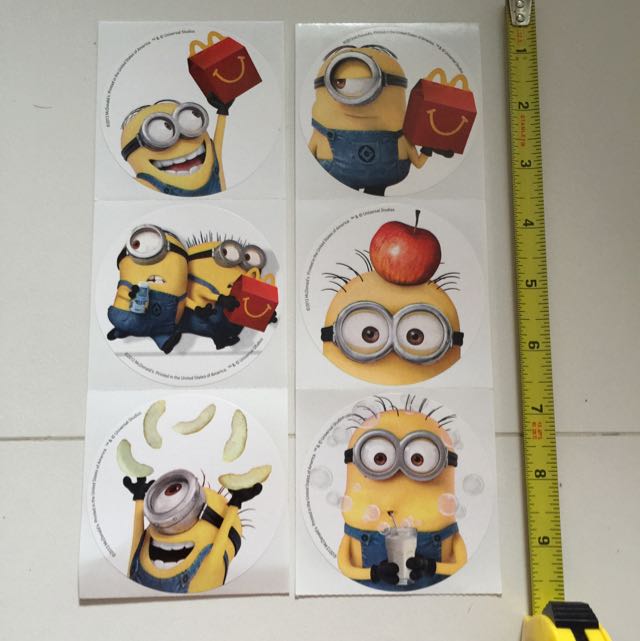 McDonald's Despicable Me Minions Round Stickers Set Of 6, Hobbies ...