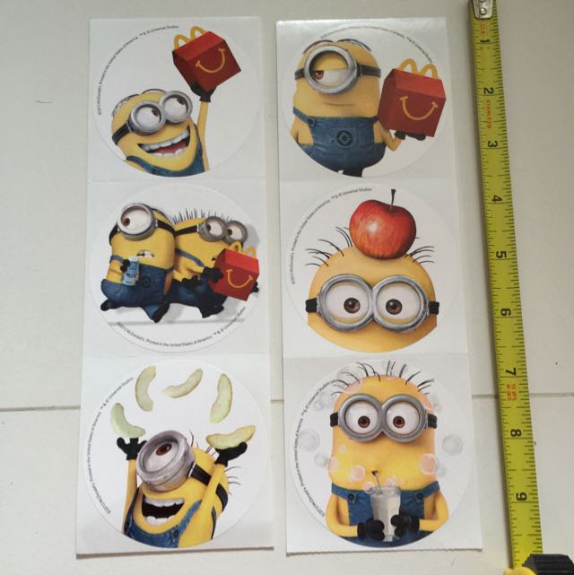 McDonald's Despicable Me Minions Round Stickers Set Of 6, Hobbies ...
