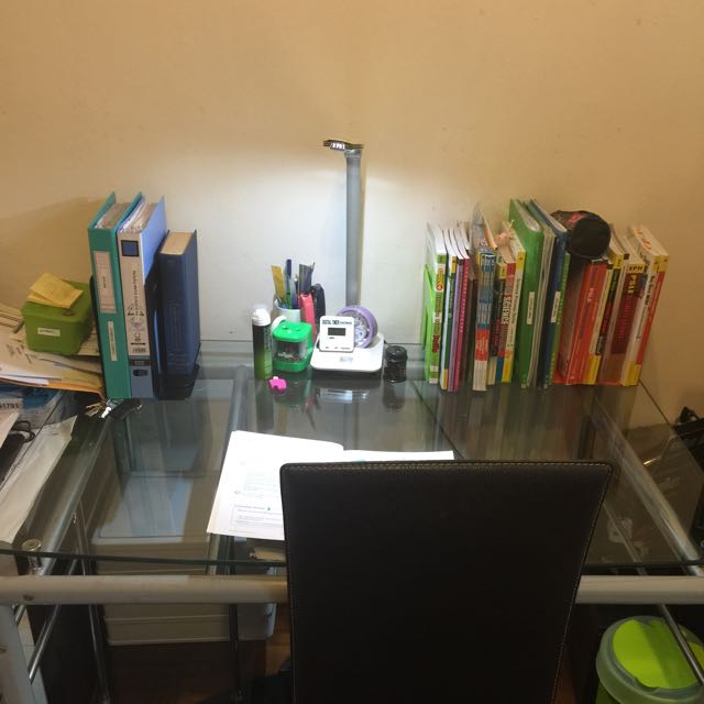 Glass Study Table With Study Chair, Furniture & Home Living, Furniture ...