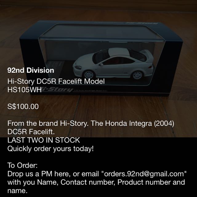 Honda Integra DC5R 1/43 Scale Hi-Story Diecast Model, Hobbies & Toys ...