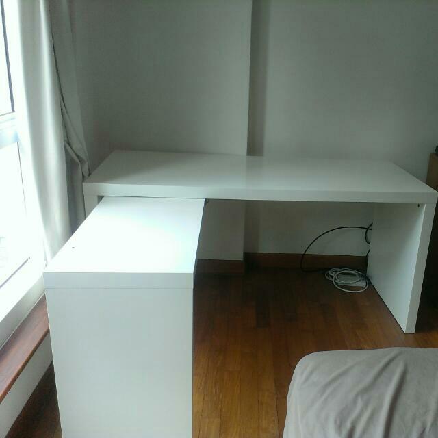 Ikea Malm Desk With Pull Out Panel White, Furniture & Home Living ...