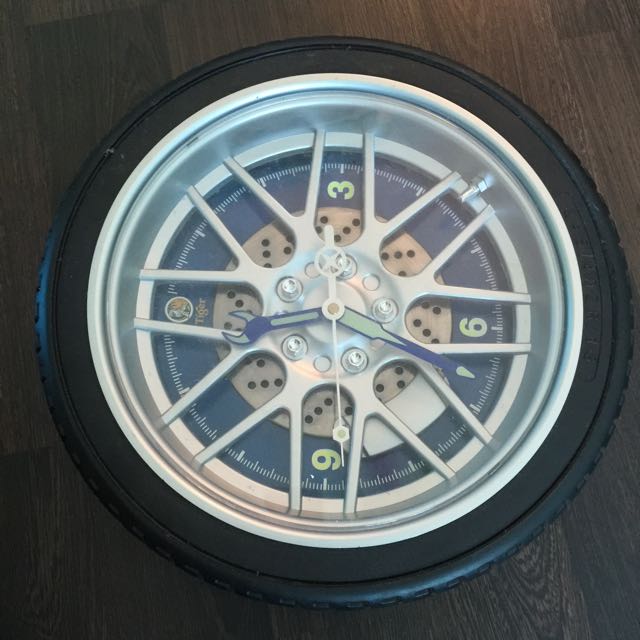 Tyre Clock, Furniture & Home Living, Home Decor, Clocks on Carousell