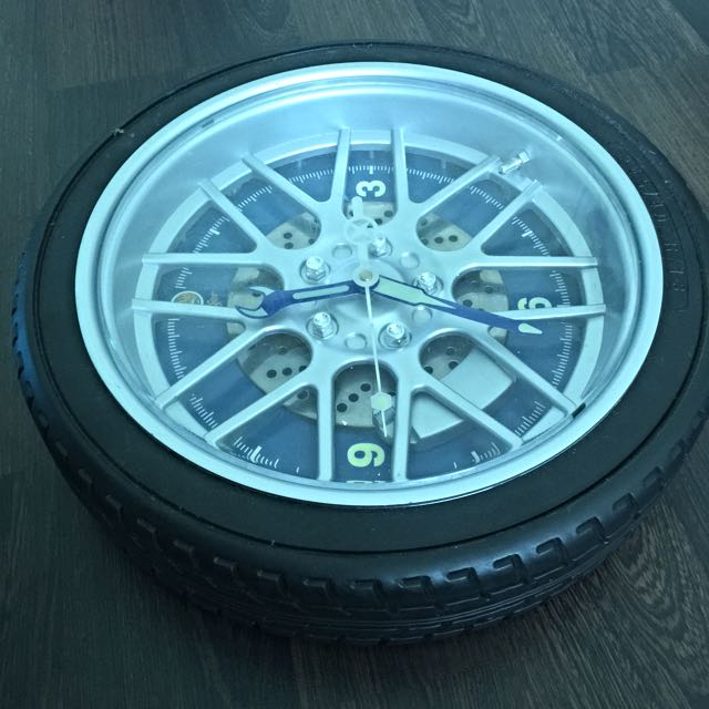 Tyre Clock, Furniture & Home Living, Home Decor, Clocks on Carousell