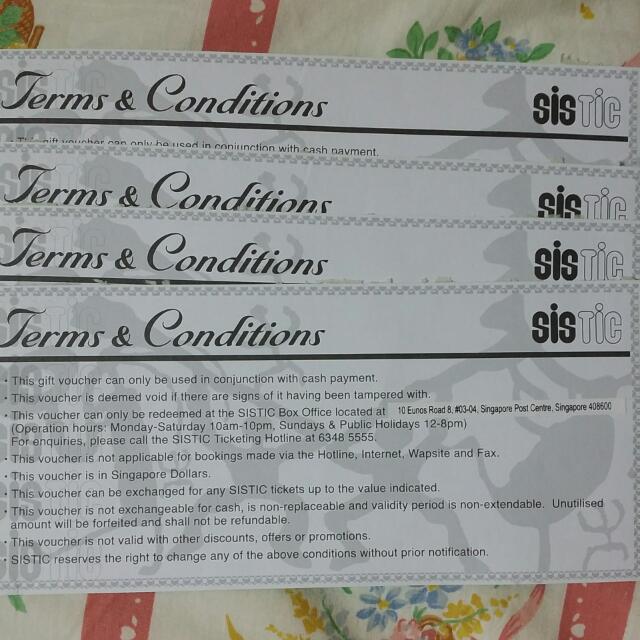 Sistic Vouchers, Tickets & Vouchers, Vouchers on Carousell
