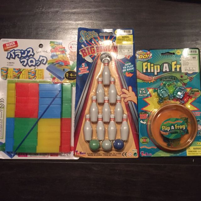 Mini Games set - Jenga , Bowling, Flip-a-frog, Pick Up Sticks ...