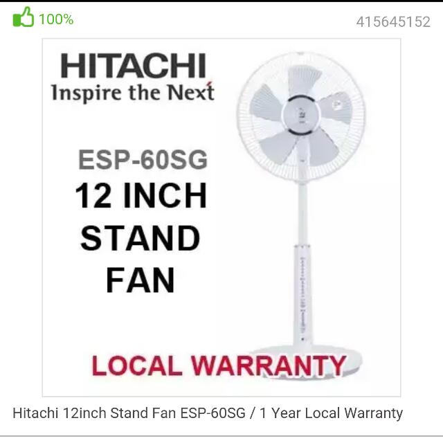 Hitachi Electric Fan ESP-60SG 30cm, TV & Home Appliances, Air Purifiers ...