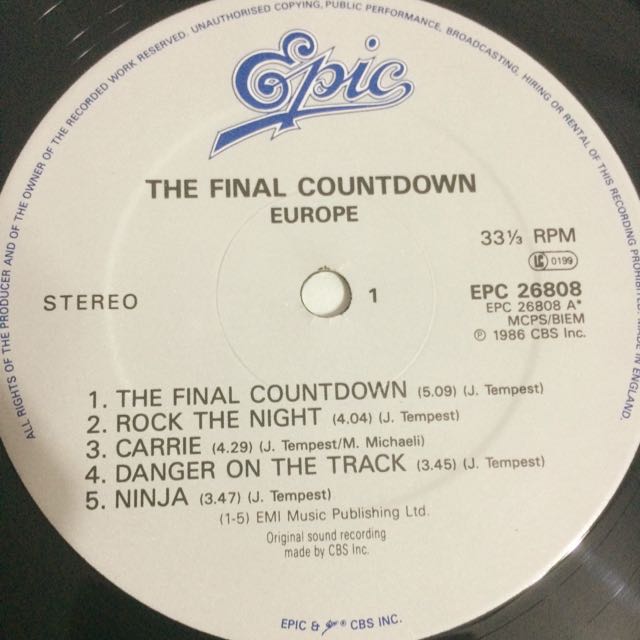 VINYL - Europe "The Final Countdown" (1986), Hobbies & Toys, Music ...