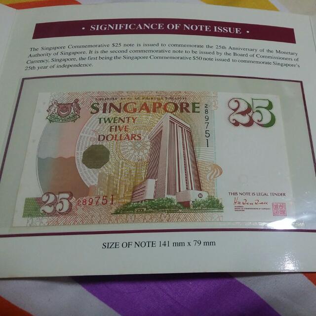 Singapore $25 Commemorative Note, Hobbies & Toys, Memorabilia ...