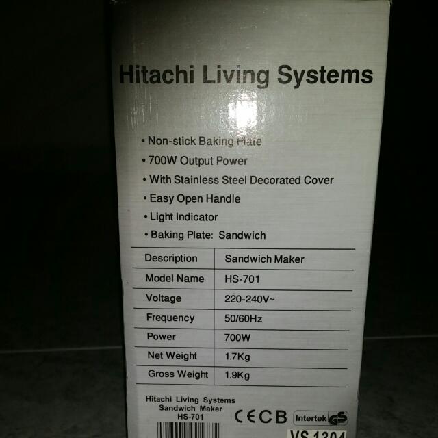 Hitachi Sandwich Maker, TV & Home Appliances, Kitchen Appliances ...