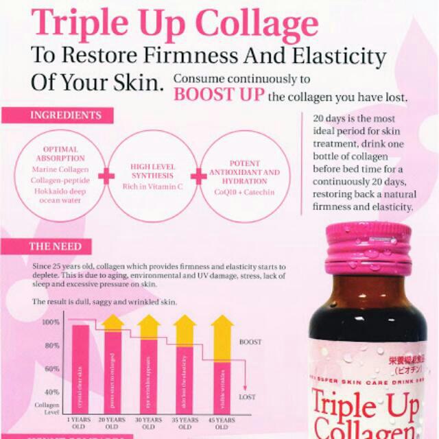 Triple Up Collagen 10,000mg Marine Collagen, Health & Nutrition, Health ...