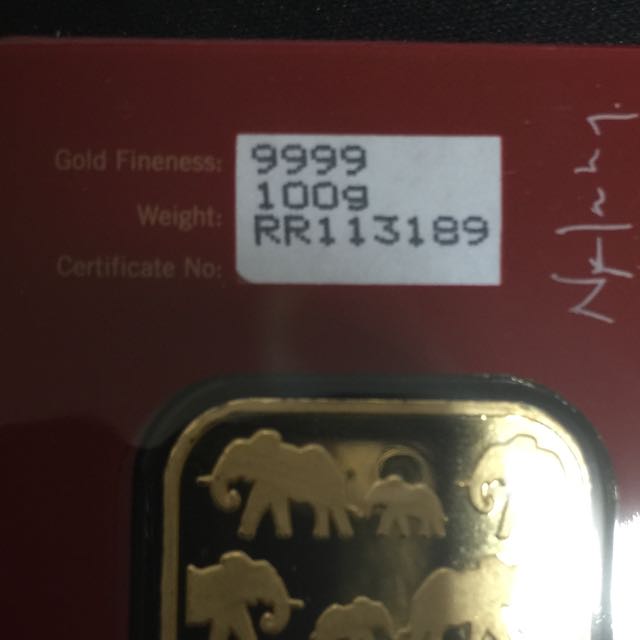 999.9 24K 100g Rand Refinery Gold Bar, Everything Else on Carousell