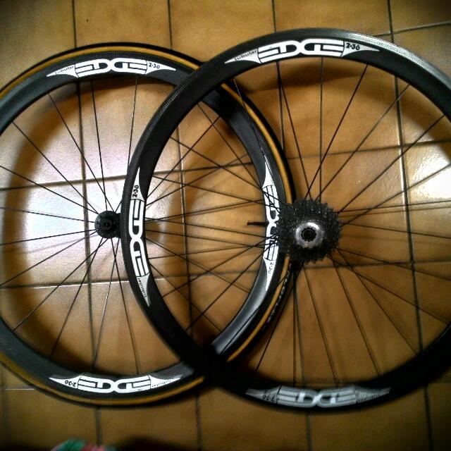 Price Reduced!!! EDGE Carbon TUBULAR wheelset 700C 38mm, Sports ...