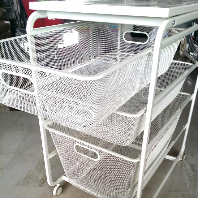Ikea ALGOT 3 Drawer Wire Mesh Basket Storage, Furniture & Home Living ...