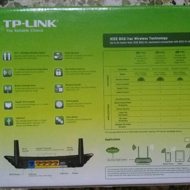 TP-LINK AC 750 Dual Band Wireless Router Gigabit, Computers & Tech ...