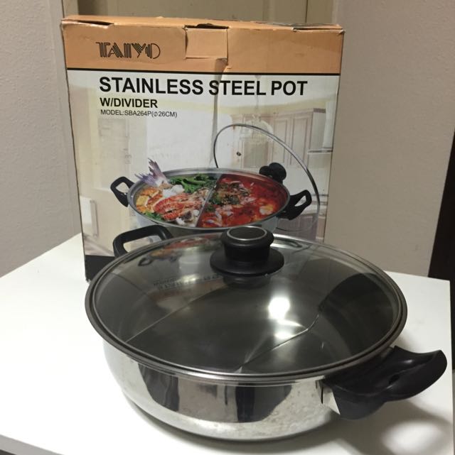 Taiyo Stainless Steel Steamboat Pot w Divider For Induction or Gas ...