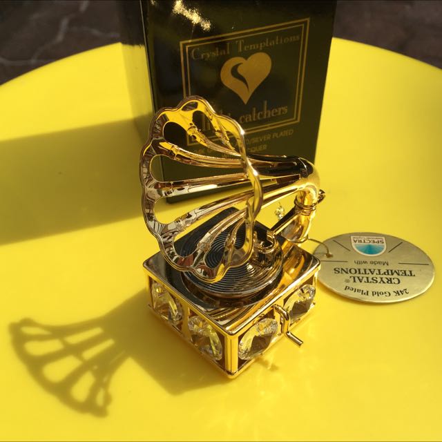 Crystal Temptations 24K Gold-plated Gramophone record player with ...