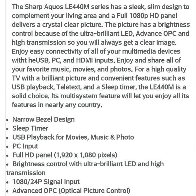 Sharp Aquos 29" LED TV, Health & Nutrition, Health Monitors & Weighing Scales on Carousell