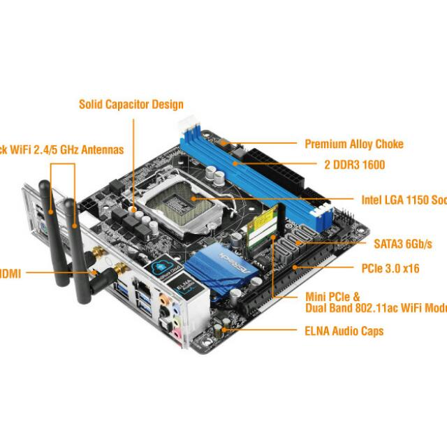 ASRock H97M-ITX/AC Motherboard, Computers & Tech, Parts & Accessories ...
