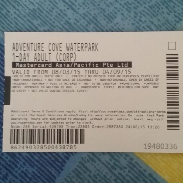 RWS Adventure Cove Ticket, Tickets & Vouchers, Local Attractions ...
